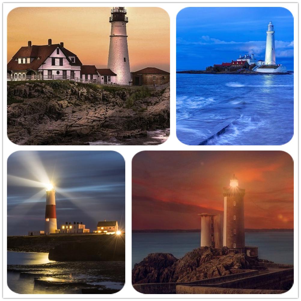 Buy ZOOYA DIY 5D Full Round Rhinestone Lighthouse Diamond Embroidery ...