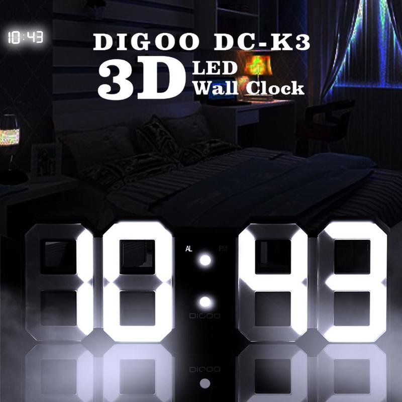 Cheap Digoo DC-K3 Large 3D LED Digital Wall Clock Alarm Clock With ...