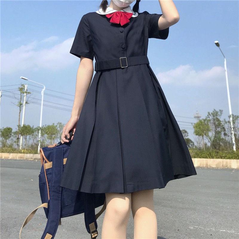 Buy Japanese Preppy Style Summer Women Cute Dress Sailor Collar Bow ...