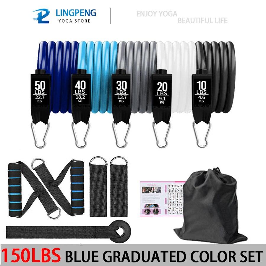 150lbs Fitness Resistance Band Pull Rope Yoga Rubber Band Elastic Band ...