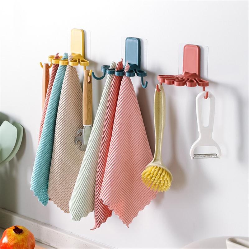 Cheap Towel Racks Flower-shaped Rag Rack Kitchen Hook Organizer Wall ...