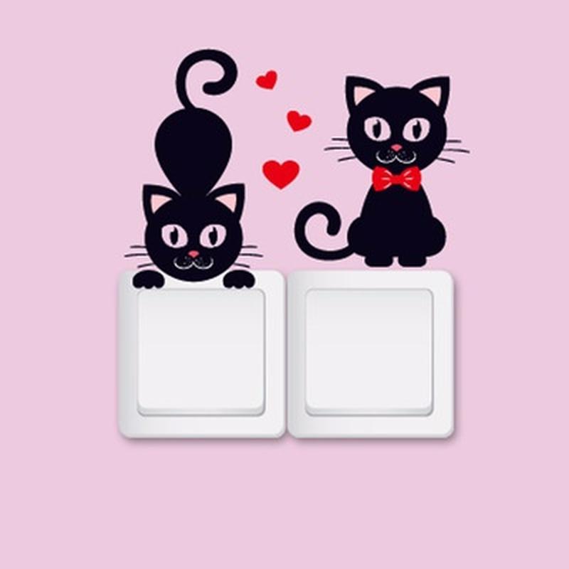 Satın alın 2PCS Lovely Cat Light Switch Phone Wall Stickers for Kids ...