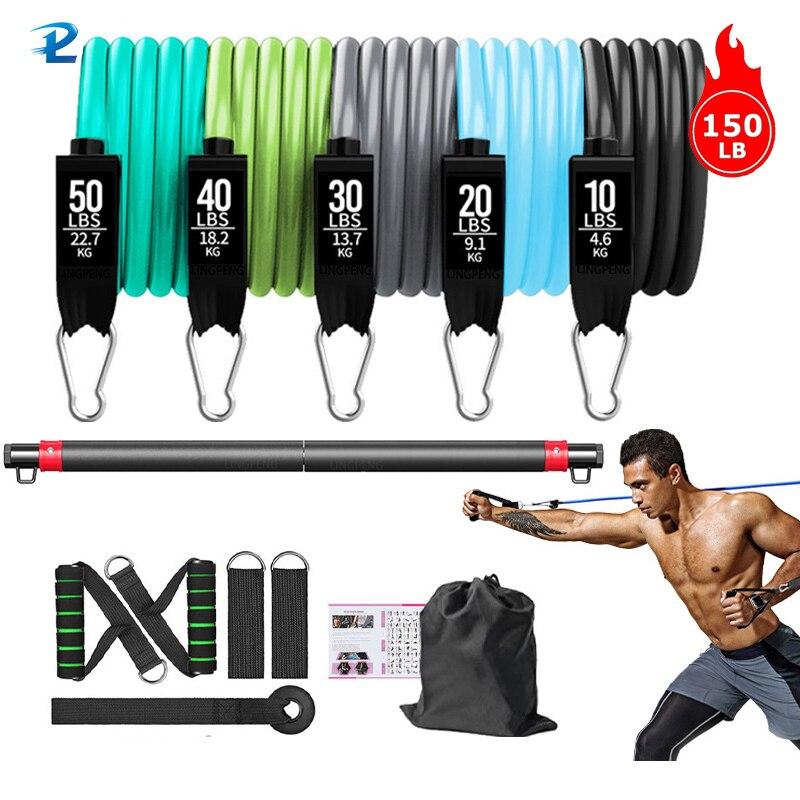 150lbs Fitness Resistance Band Pull Rope Yoga Rubber Band Elastic Band ...