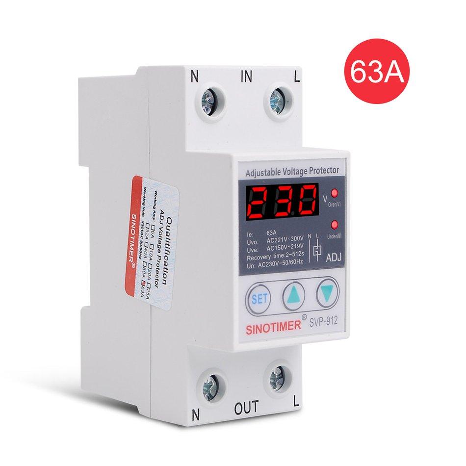 Buy SINOTIMER SVP-912 230V 40A/63A Adjustable Auto-recovery Under/Over Voltage Protector Relay ...