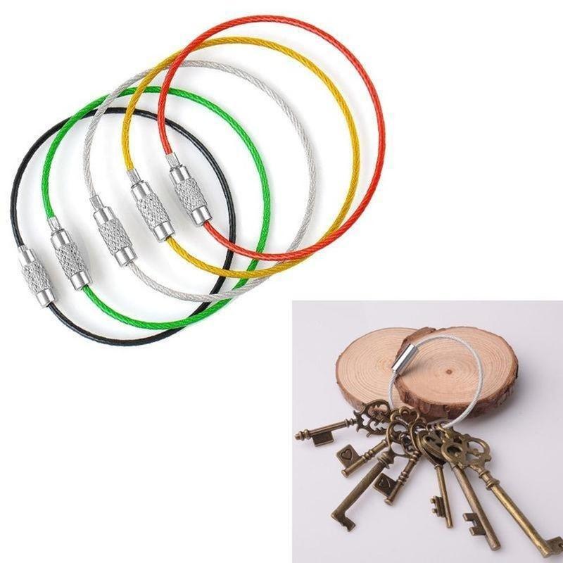 1PC Stainless Steel Wire Keychain Cable Key Ring Chains For Outdoor ...