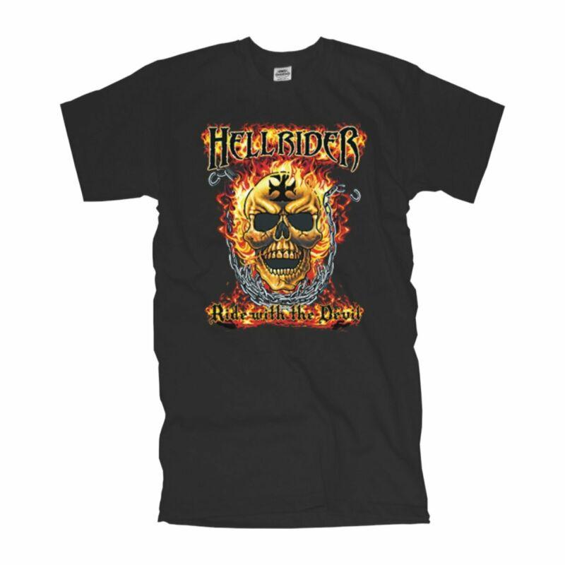 Cheap T Shirt Hellrider Skull Flames And Chains American Fashion Beat ...