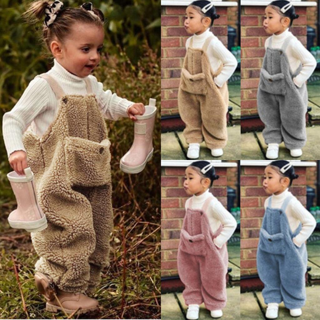 Buy Newborn Baby Toddler Girl Boy Plain Pocket Bib Overalls Overall ...