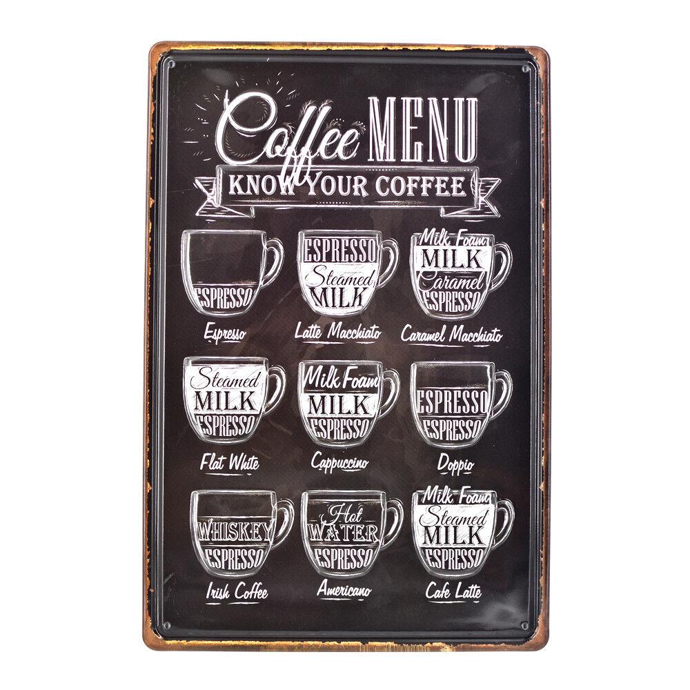 Cafe Menu Know Your Vintage Tin Signs Metal Plate Cafe Decor Art Wall ...
