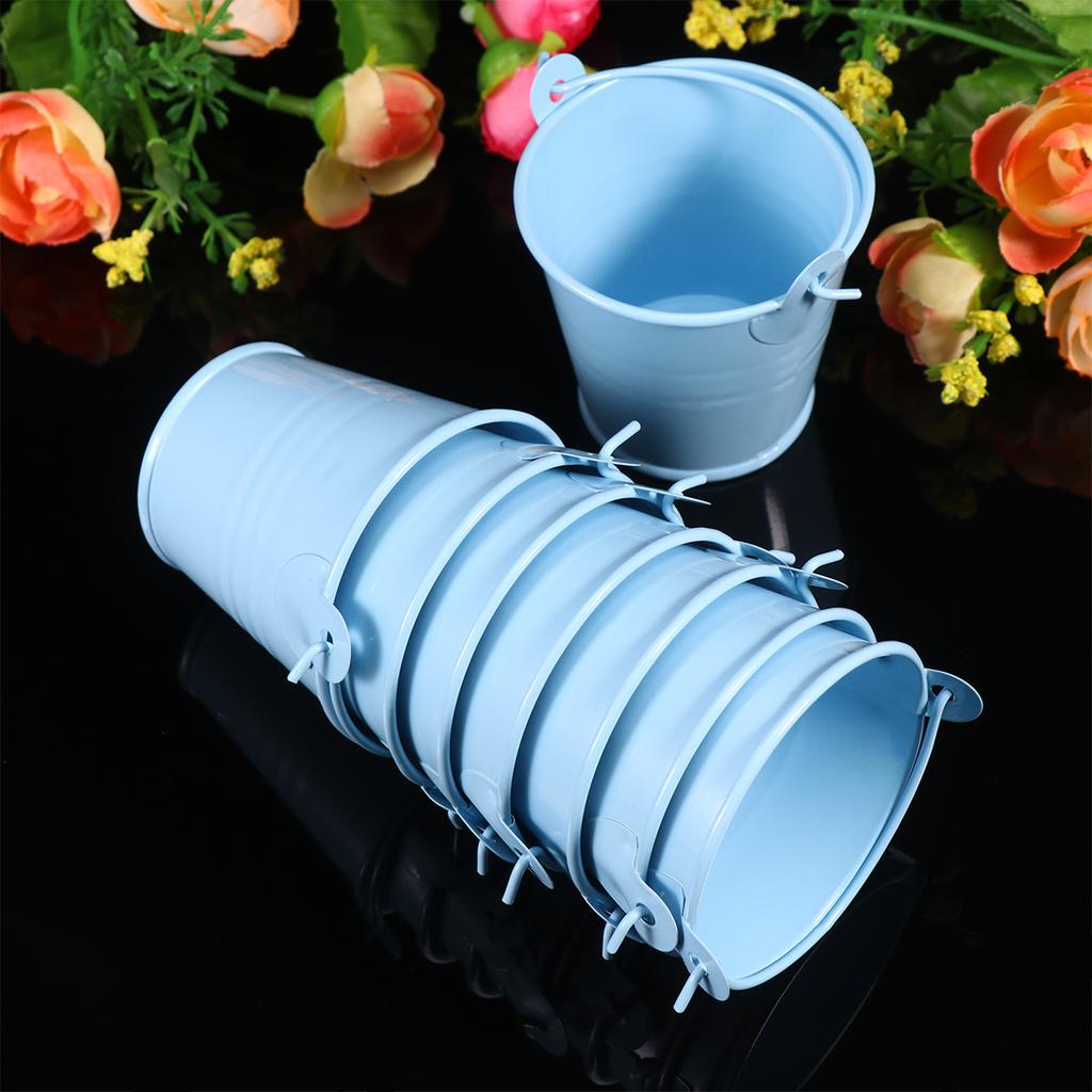 8pcs 8pcs Miniature Tinplate Bucket Small Flower Bucket Tinplate Flower ...