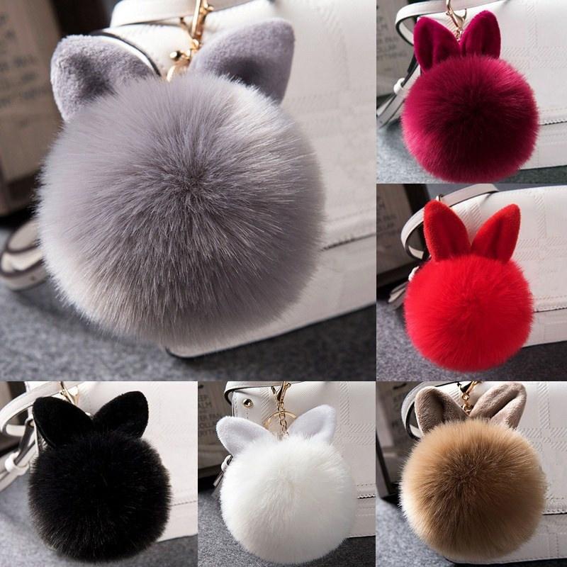 Buy Cute Hanging Decoration Key Chains Bunny Pom Pom Keychain ...