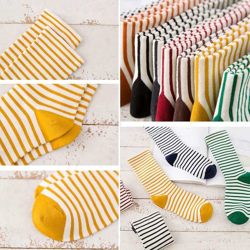 Buy Cute Striped Socks Women Candy Color Horizontal Stripe Stockings ...