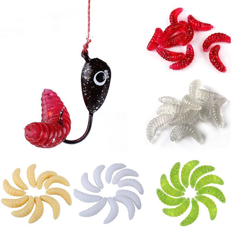 Buy Sougayilang 200/100pcs/box Maggot Grub Soft Lure Smell Worms Glow ...