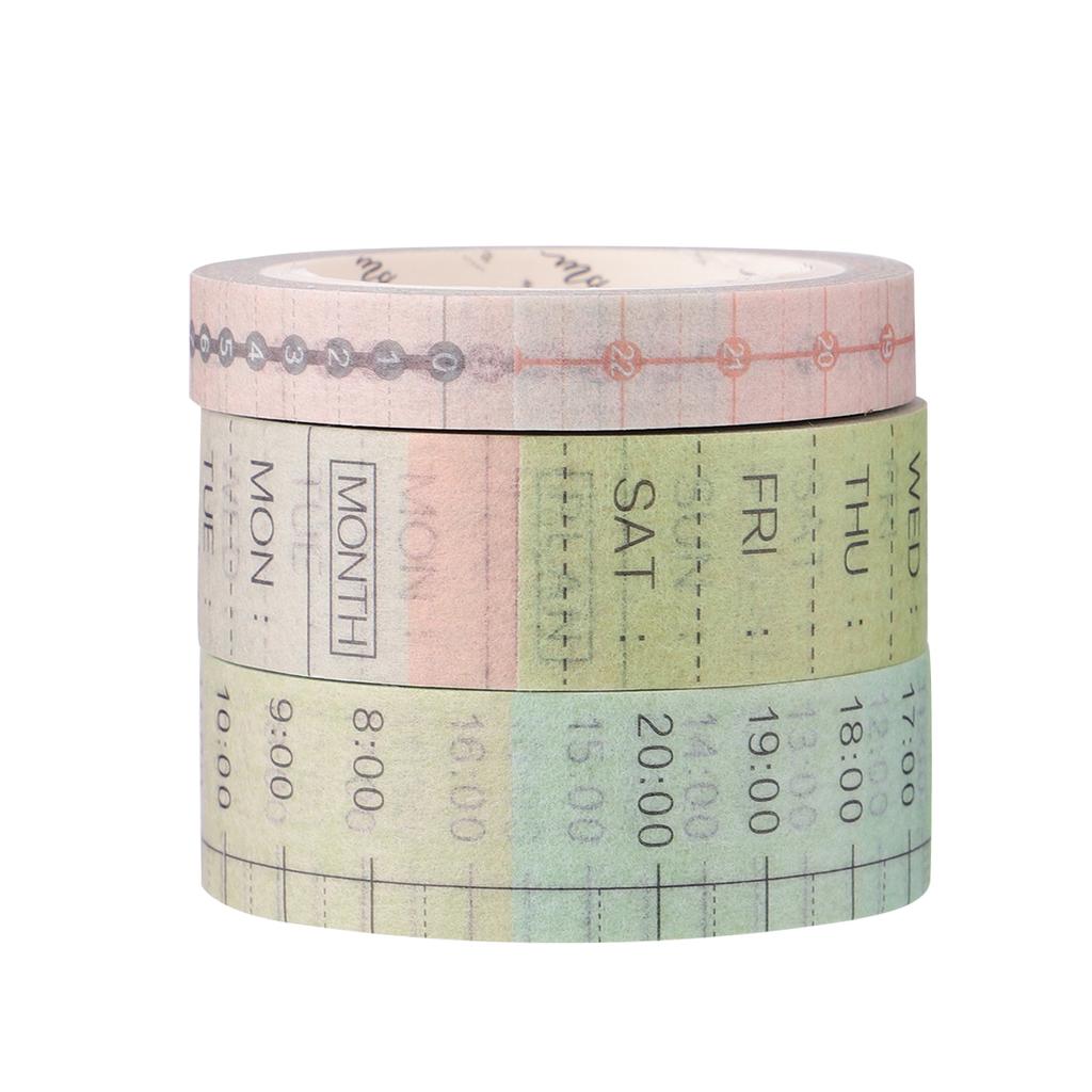 Buy 3Pcs Timeline Tape Weekly Date Hourly Plan Washi Tape Efficiency ...