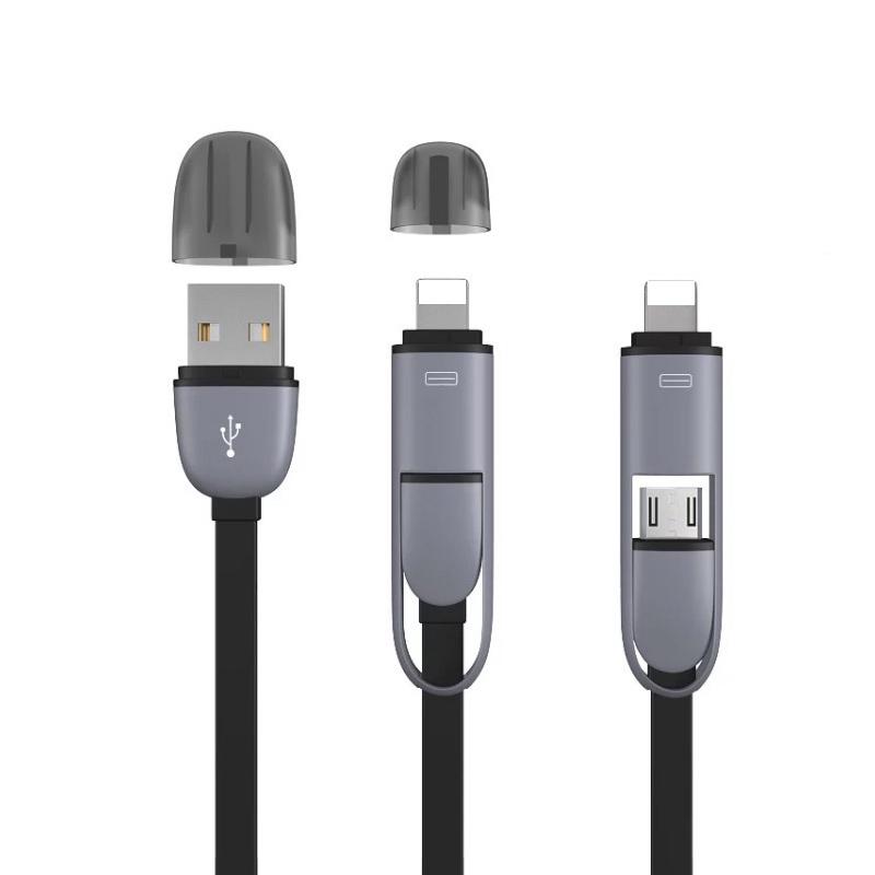 Buy 2 In 1 Micro USB Lightning Sync Charging Data Cable Cord Type C ...