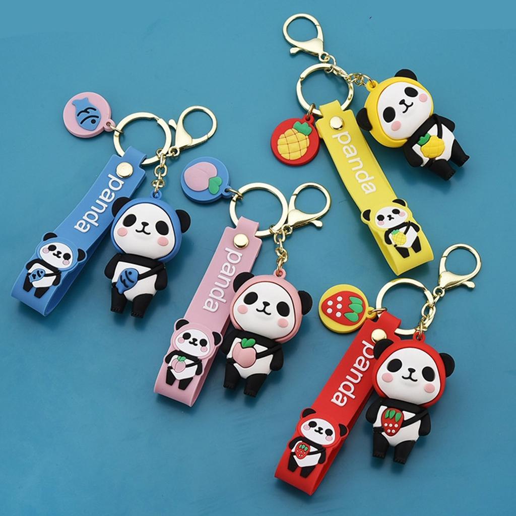 Satın alın Cartoon Panda Keychain Cute Fruit Bag Decor Hanging Pendant ...