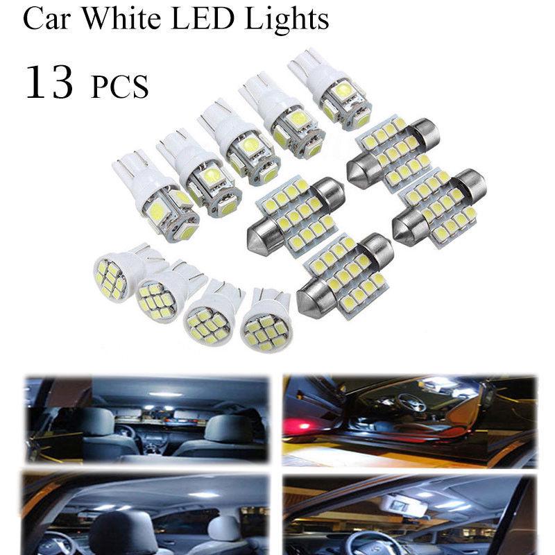 Buy 13pcs/set Car White LED Lights Kit for Stock Interior Dome License ...