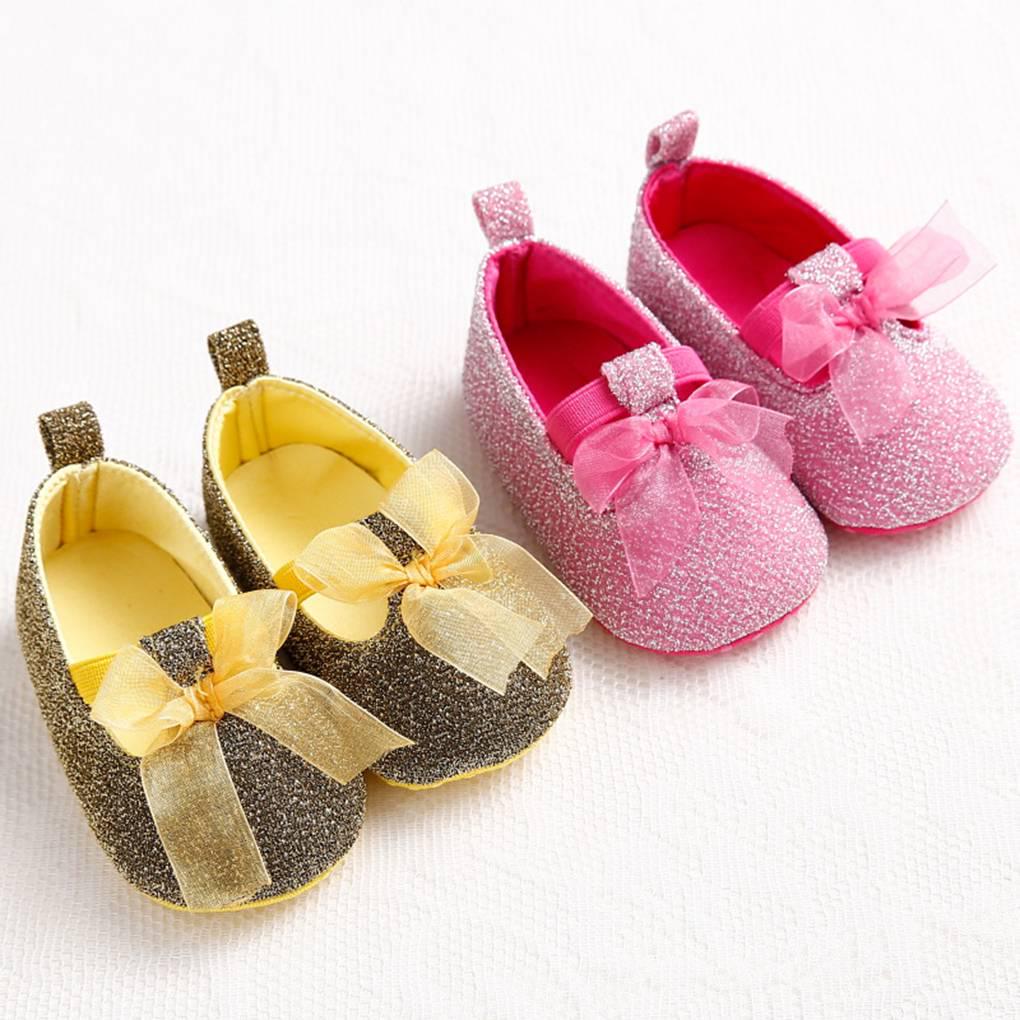 Toddler Baby Girls Princess Shoes Infant Flower Bling Crib Flats Shoes ...