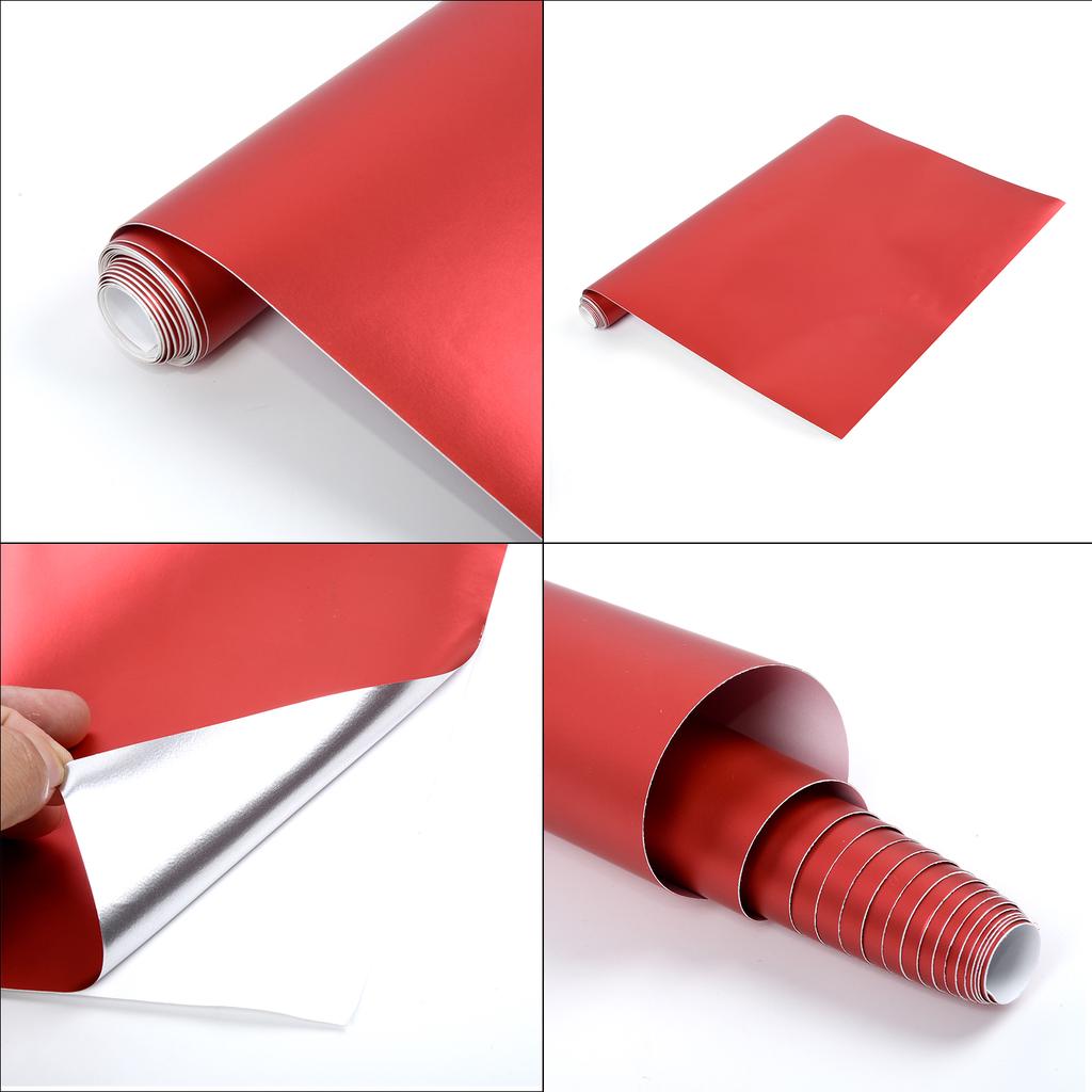 Buy Satin Matte Chrome Metallic Red Vinyl Film Wrap Car Sticker Bubble ...