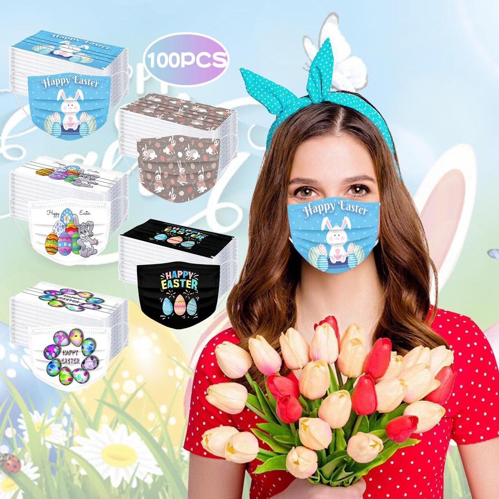 Buy 100PCS Adult's Happy Easter Protection 3 Layer Cartoon Disposable ...