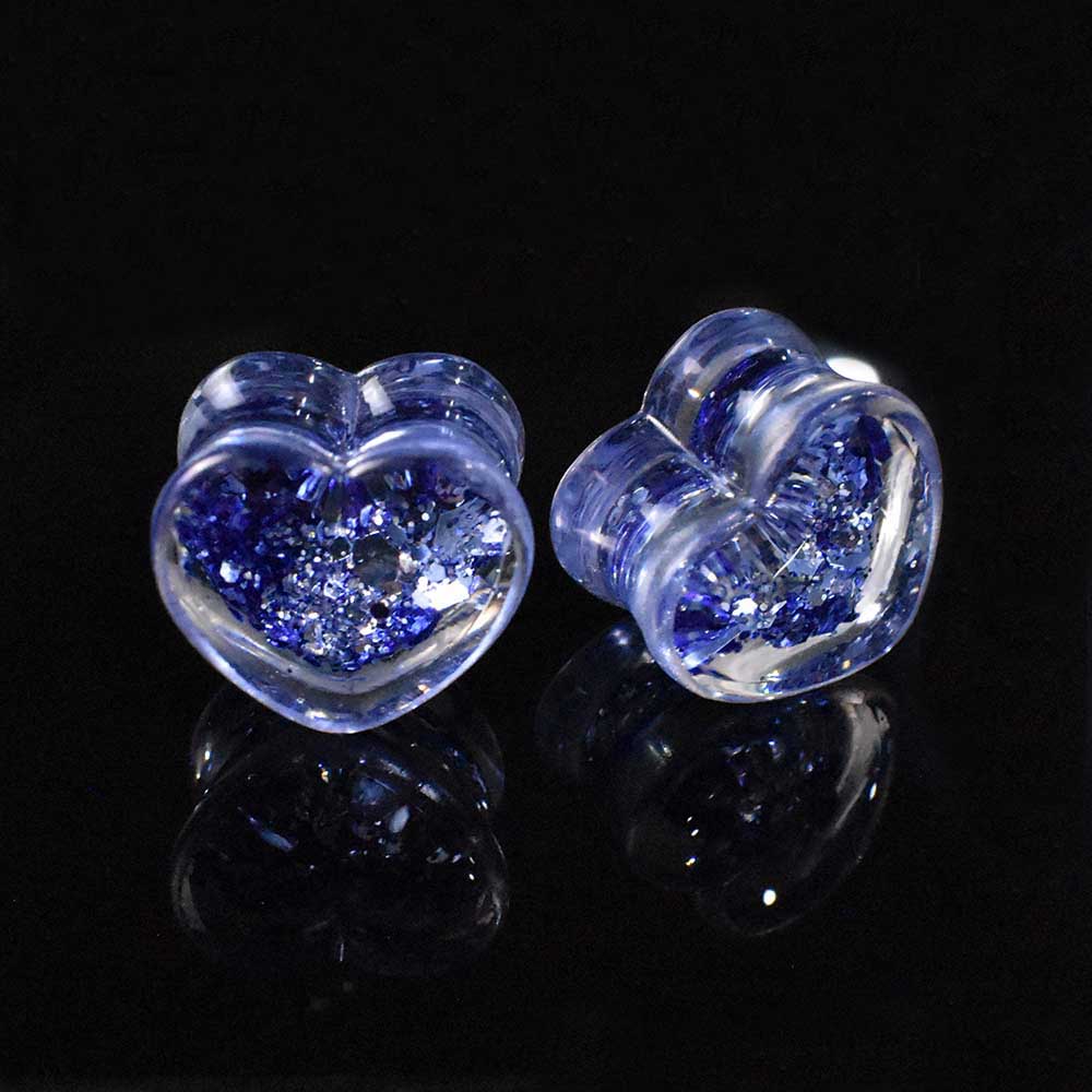 2Pcs Twinkling Heart-shaped Acrylic Ear Plugs Gauges and Tunnels Ear ...