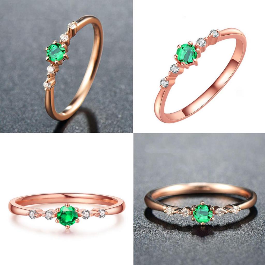 Buy Elegant Green Artificial Rhinestone Banquet Party Finger Ring Women ...