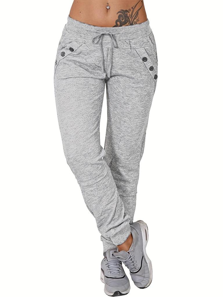 Pantalon uni à taille nouée, pantalon de jogging décontracté et long ...