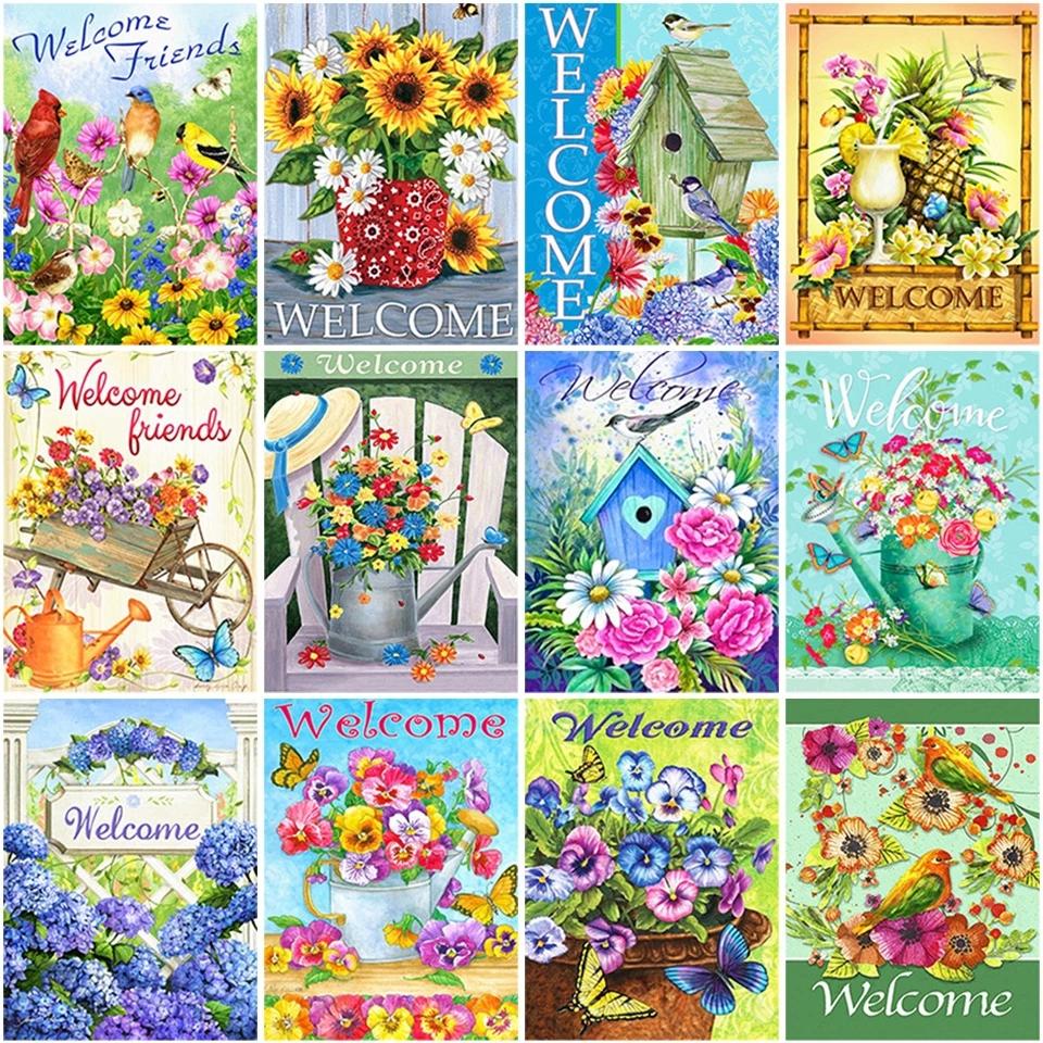 Buy DIY 5D Diamond Painting Text Welcome Full Square/Round Resin ...