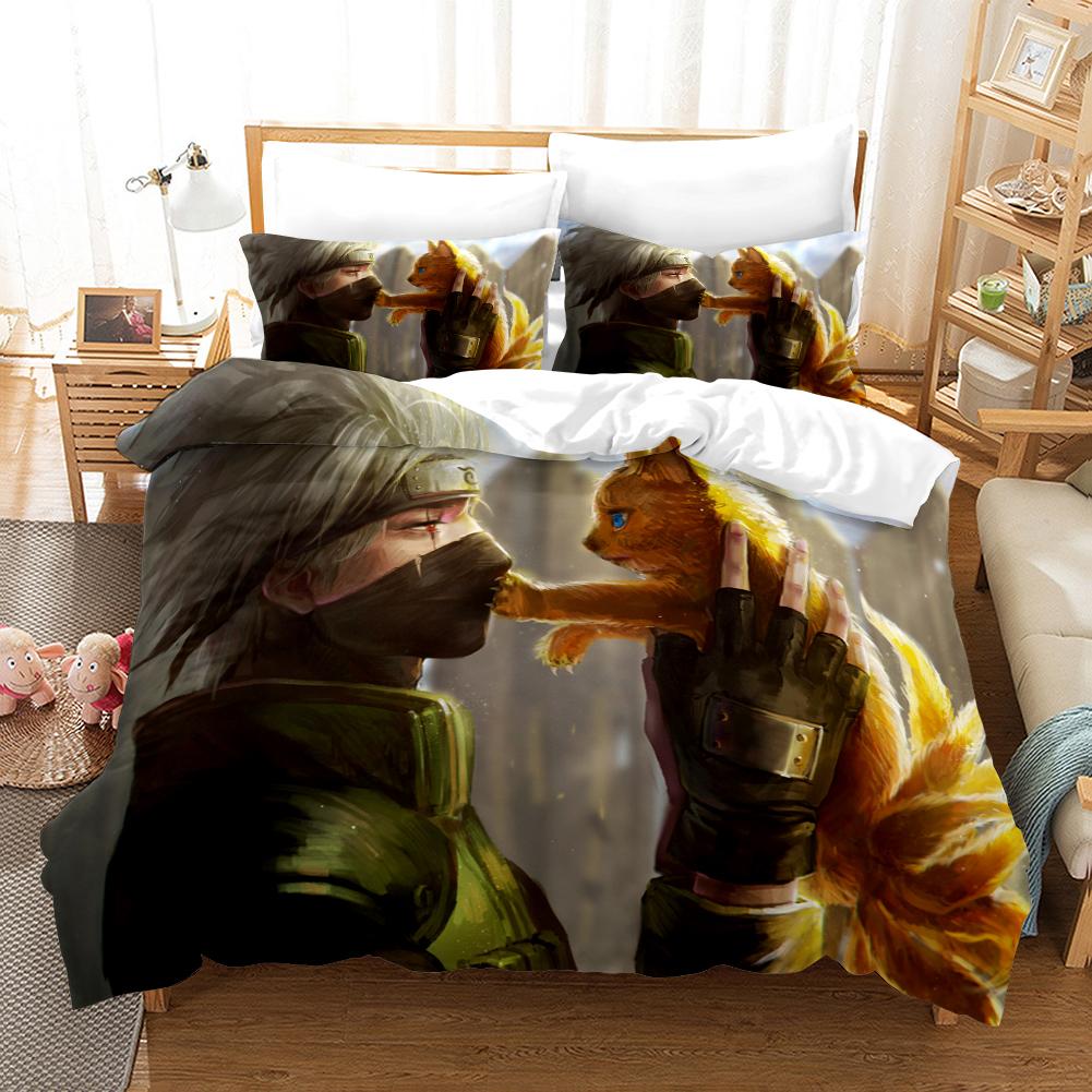Buy Anime Naruto Bedding Set 3D Print Cartoon Sasuke Comforter Luxury ...