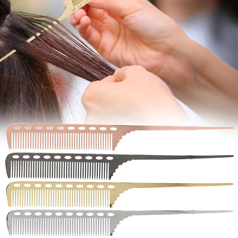 Buy Tail Comb Salon Rat Hair Comb Barber Aluminum Metal Comb Hairdress ...