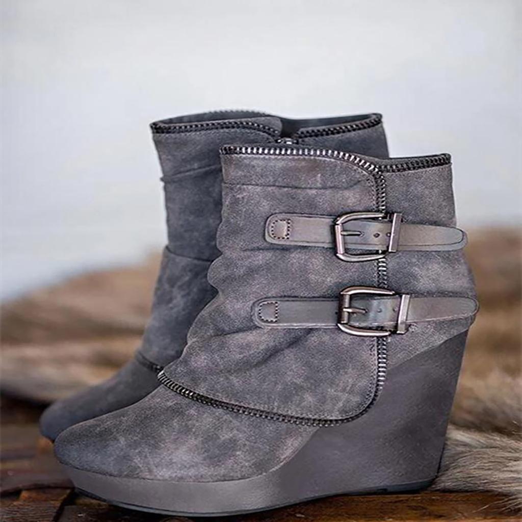 Buy Pointed Wedge Heel Women's Short Boots Short Boots Ankle Boots ...