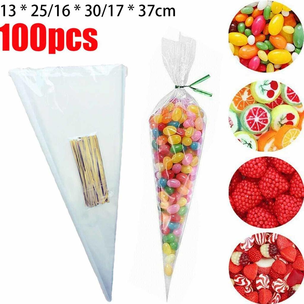 Buy 100pcs Transparent Clear Triangle Candy Food Bags For Wedding ...