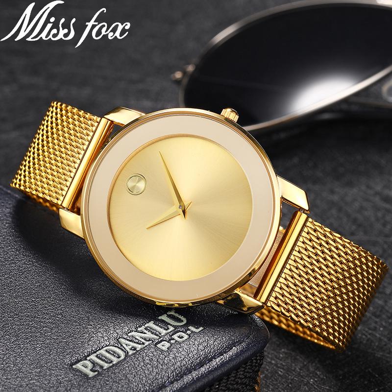 Buy Miss Fox Ladies Gold Watch Women Famous Brand Minimalist Steel Mesh ...