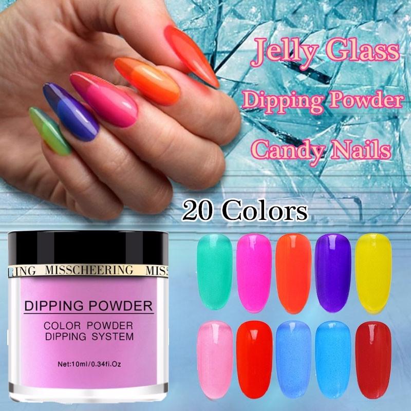 Nail Art Dipping Powder Pure Color Transparent Crystal Red Pigment ...