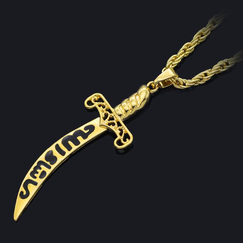 Arab Islam Muslim Men Gift Sword Allah Knife Pendant Necklace uygun ...