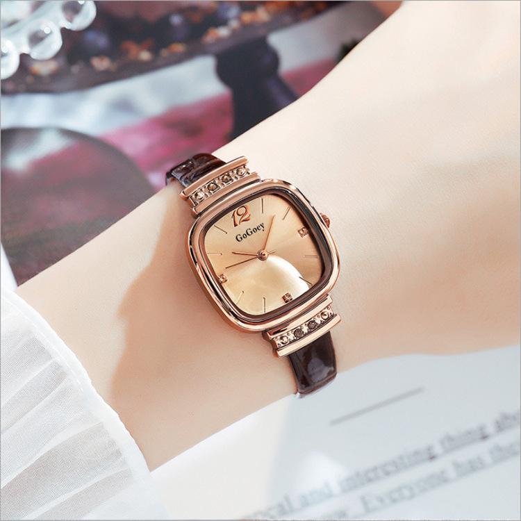 Buy Simple Leather Square Small Dial Watch Fashion Women Dress Wrist ...