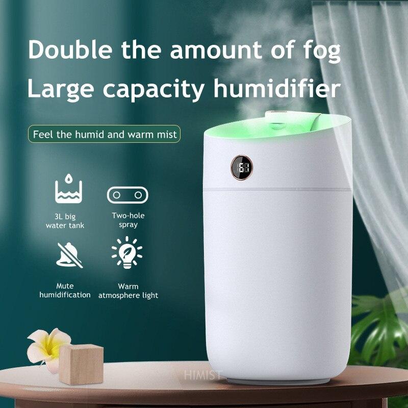 Buy 3L Double Nozzle USB Air Humidifier Water Mist Maker Diffuser with ...