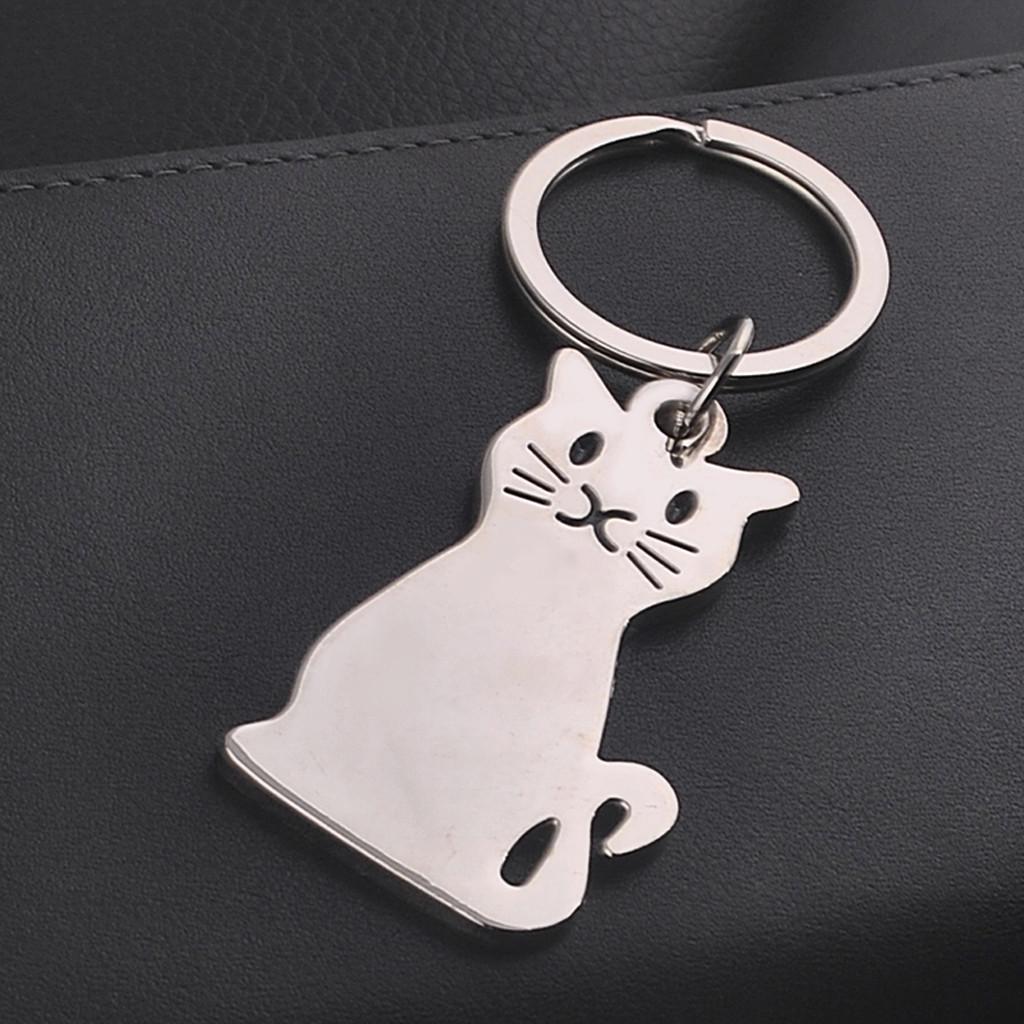 Silver Cat Key Chain Key Ring Cute Keychain Men Kids Gift Jewelery ...