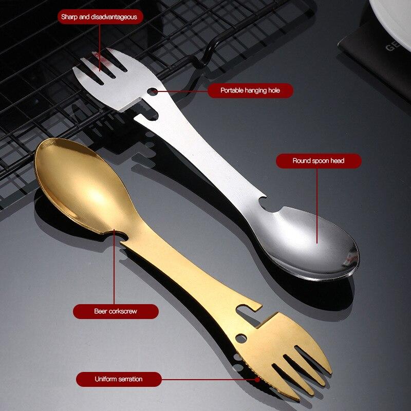 Buy Fork Spoon Camping Multi Function Spoon 5 In 1 Integrated Fork ...
