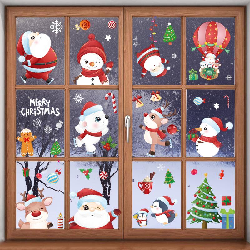 Buy 6/8/12Pcs Home Decor Snowman Christmas Stickers Window Showcase DIY ...