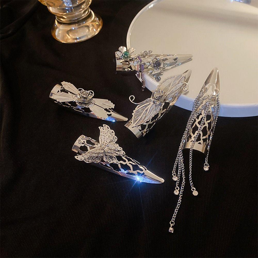 Buy Flower Tassel Finger Tip Protection Women Nail Rings Belly Dance ...