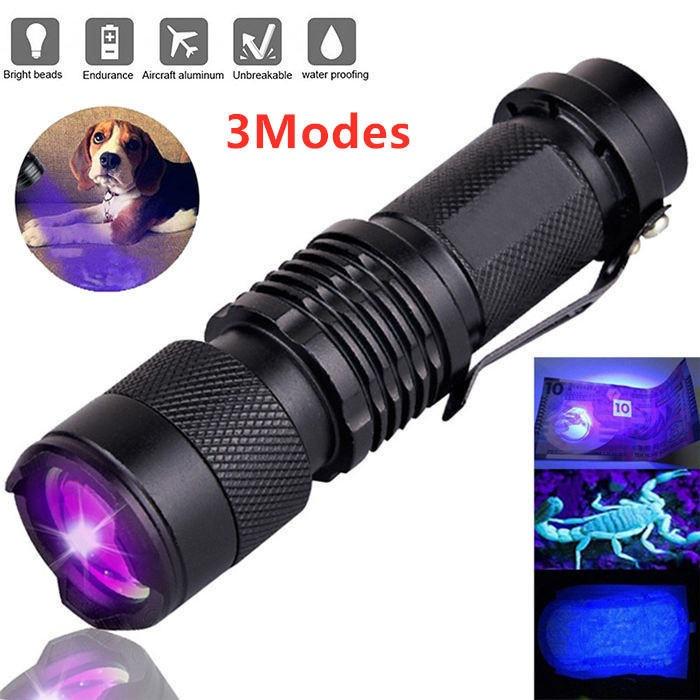 Black Fluorescent Agent Detection LED Light UV Ultra Violet Flashlight ...