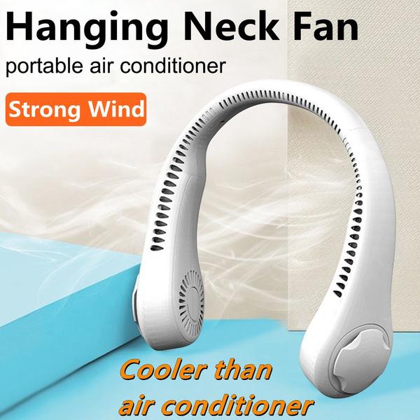 Buy 4000mAh Rechargeable Portable Air Cooled Hanging Neck Fan Double ...