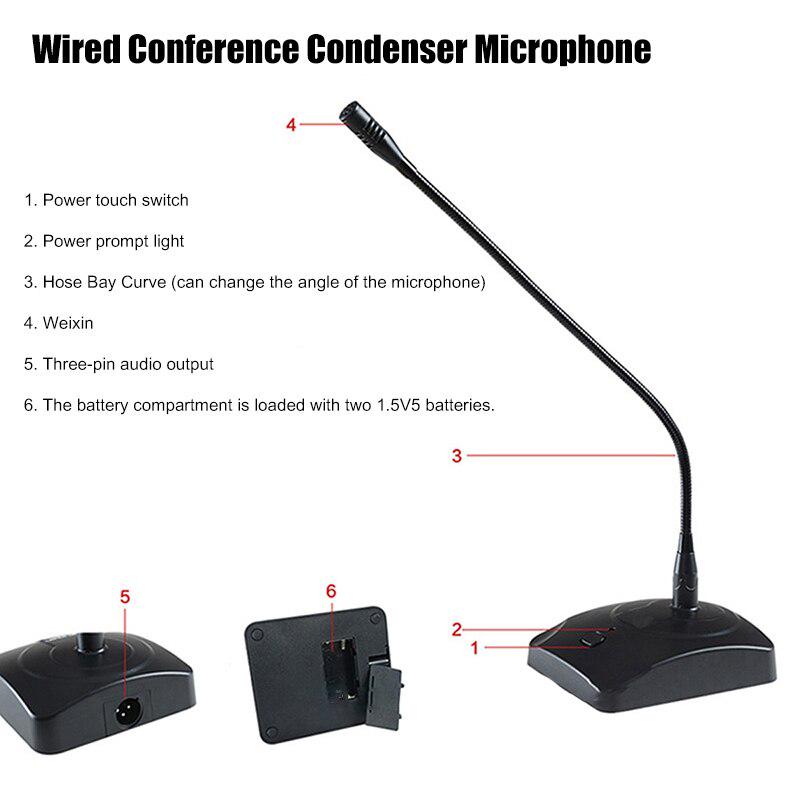 Buy Desktop Gooseneck Wired Microphone Table Stand Corded Voice ...