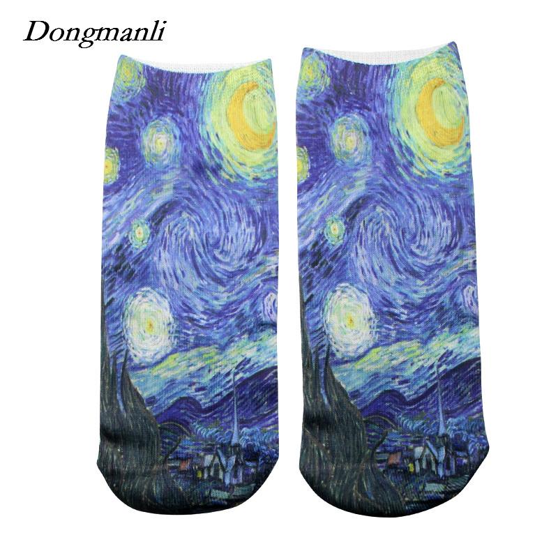 Buy Van Gogh Starry Sky Cartoon Socks Invisible Socks Short Low Cut No ...