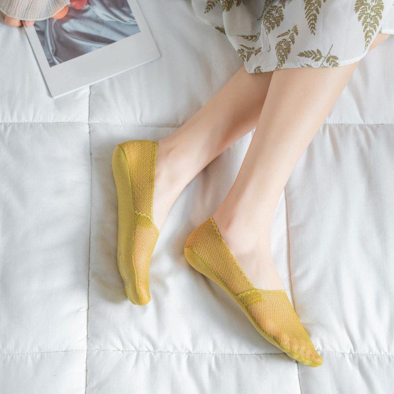 Buy Women Low Cut No Show Lace Thin Boat Socks Non-Slip Silicone ...