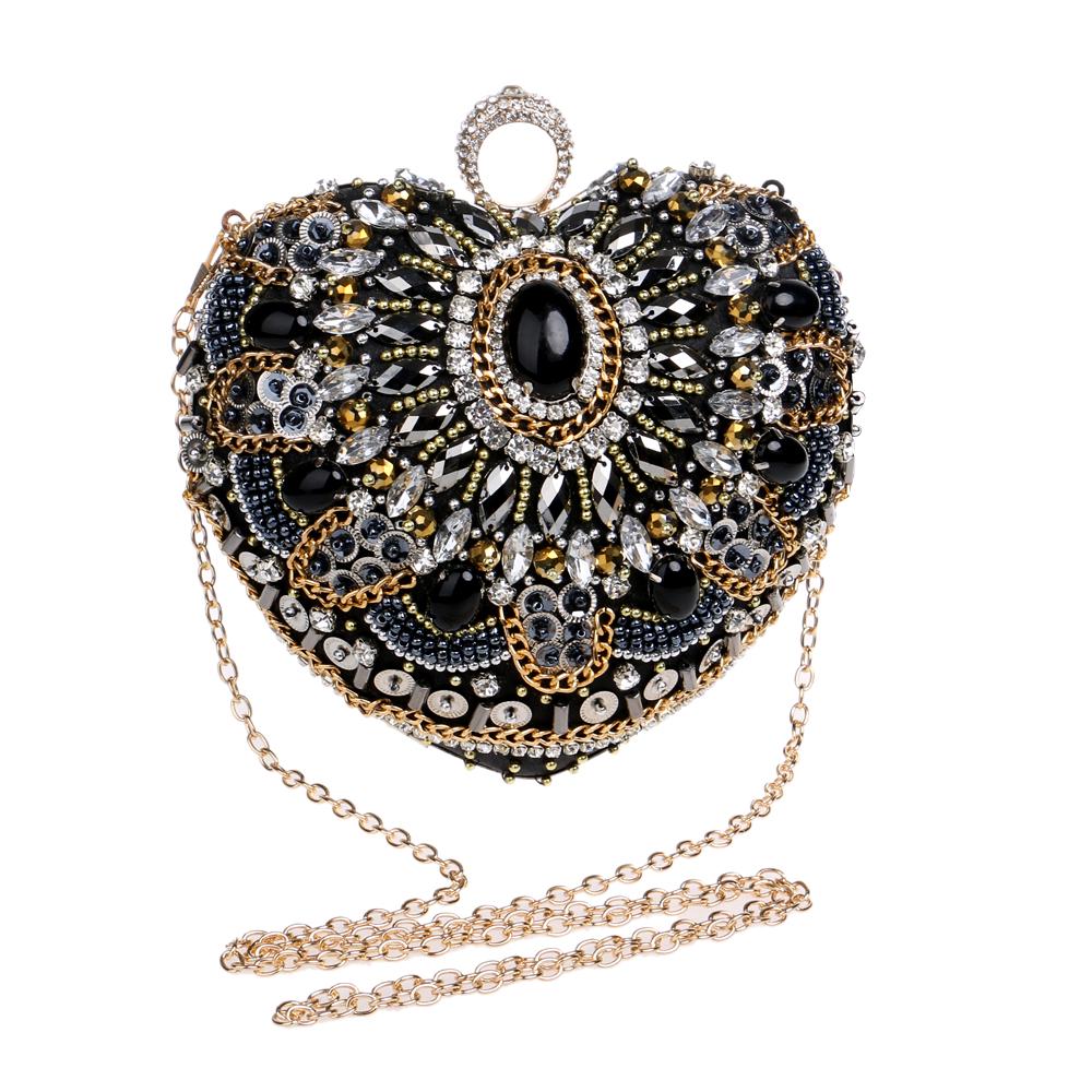 Buy Heart Handbags Diamonds Purse Clutch Chain Shoulder Emroidery ...