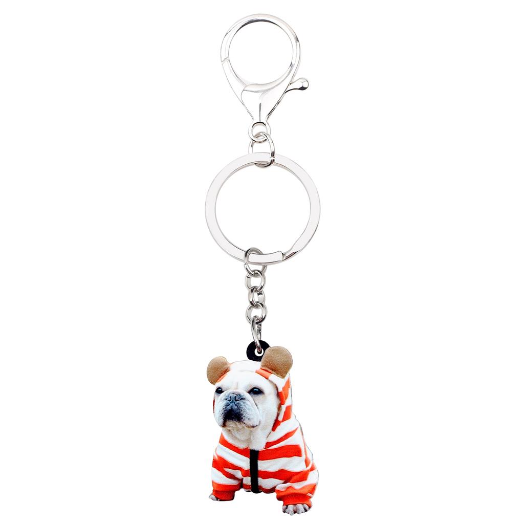 Buy Acrylic French Bulldog Pug Dog Key Chains Ring Keychains Jewelry ...