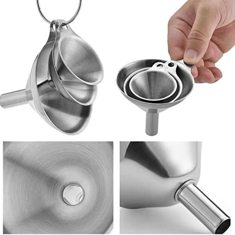 Buy 3PCS Stainless Steel Funnel, Mini Filling Kitchen Funnel for Essential Oils, Liquids, Dry ...