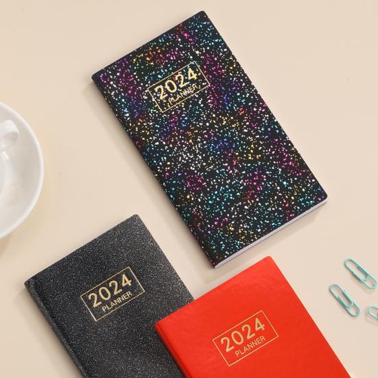 A6 2024 English Planner Faux Leather Hardcover 120 Pages Ink-Proof ...