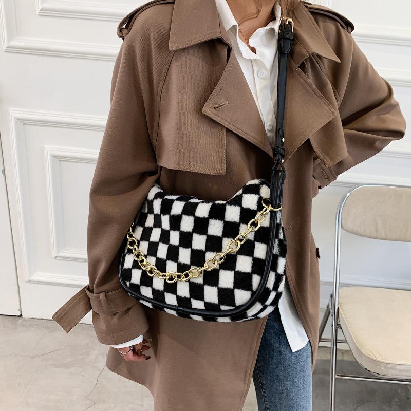 Cheap Autumn and Winter New Checkerboard Checkerboard Black and White ...